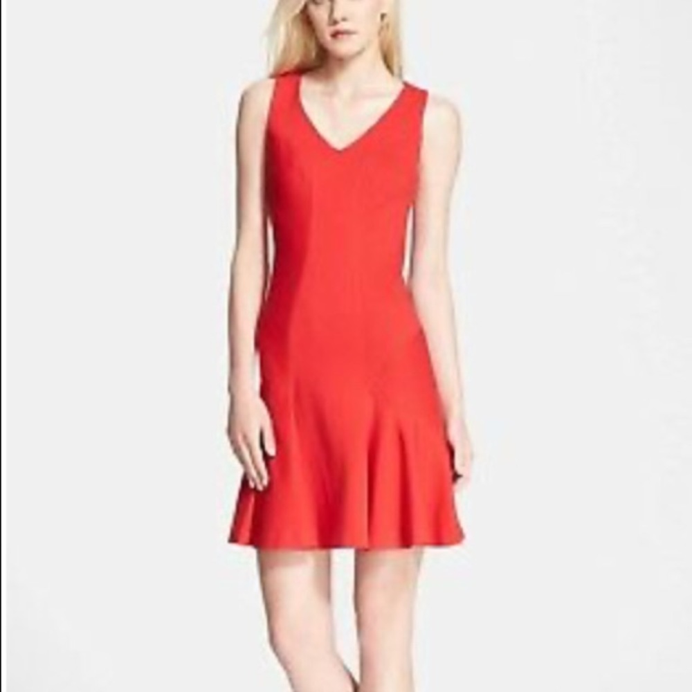 Dvf Red “Carla” Stretch Flare Dress - Gem